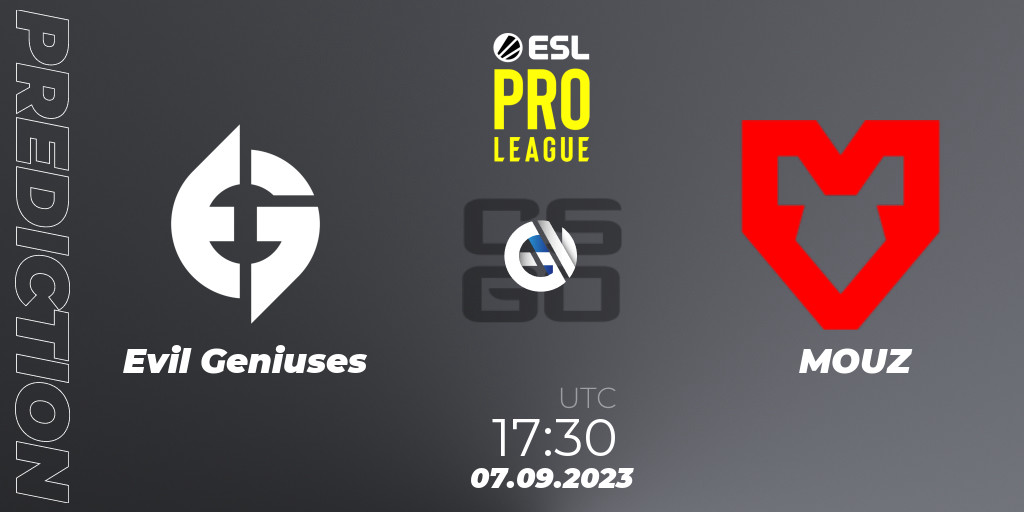 Evil Geniuses vs MOUZ: Match Prediction. 07.09.23, CS2 (CS:GO), ESL Pro League Season 18